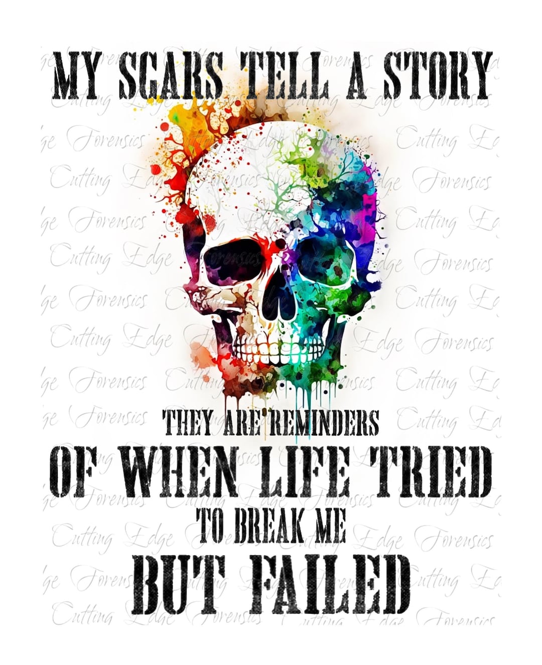 Watercolor Skull PNG, Scars Tell A Story (digital File) - Etsy