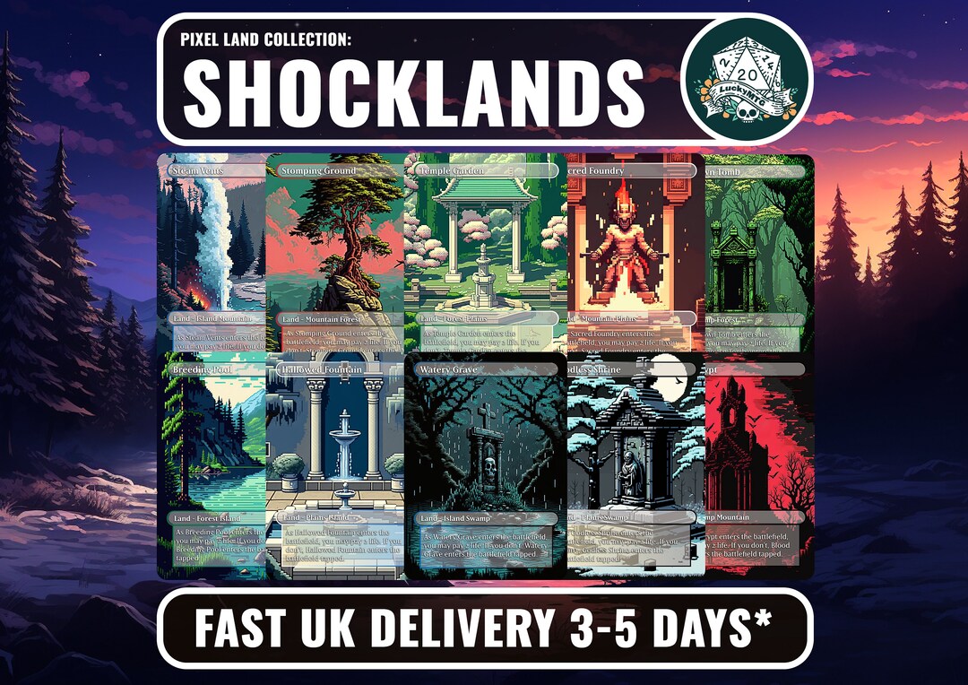 Pixel Style Shock Lands Play-test Proxies Fast UK Delivery - Etsy