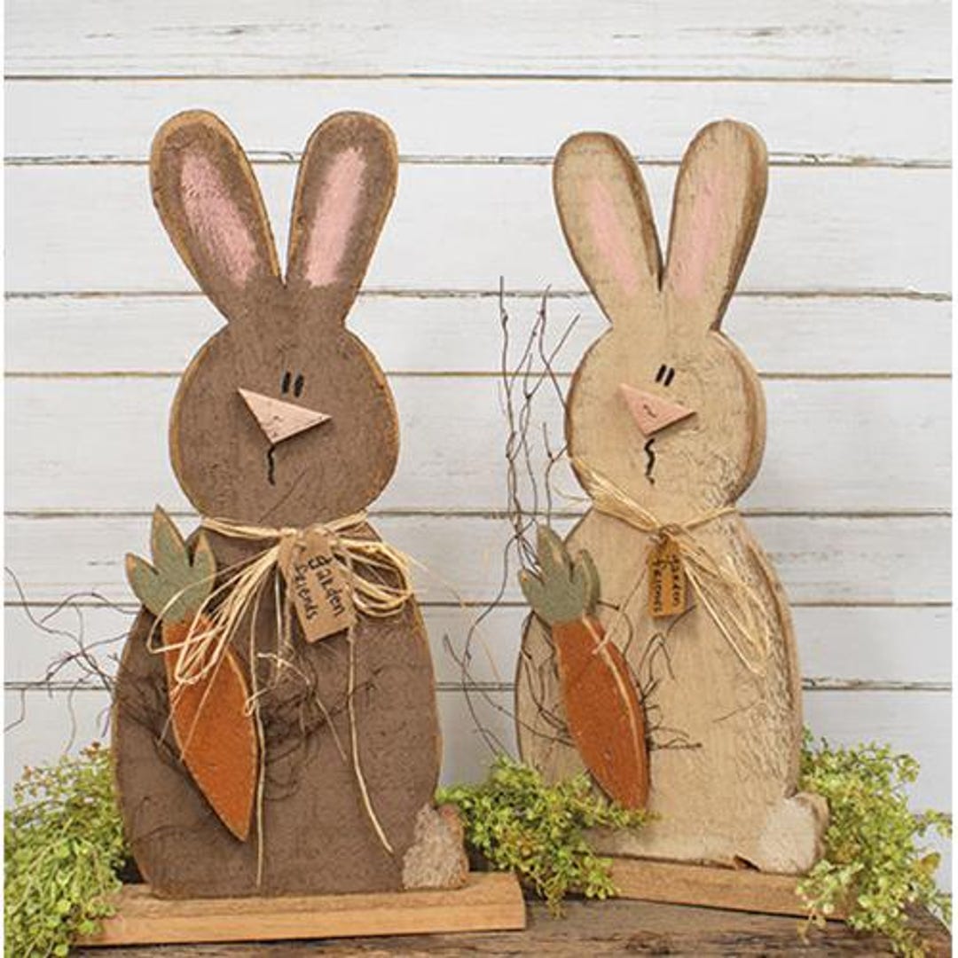 Wood Rustic White Vanilla Easter Garden Bunny Rabbit - Etsy
