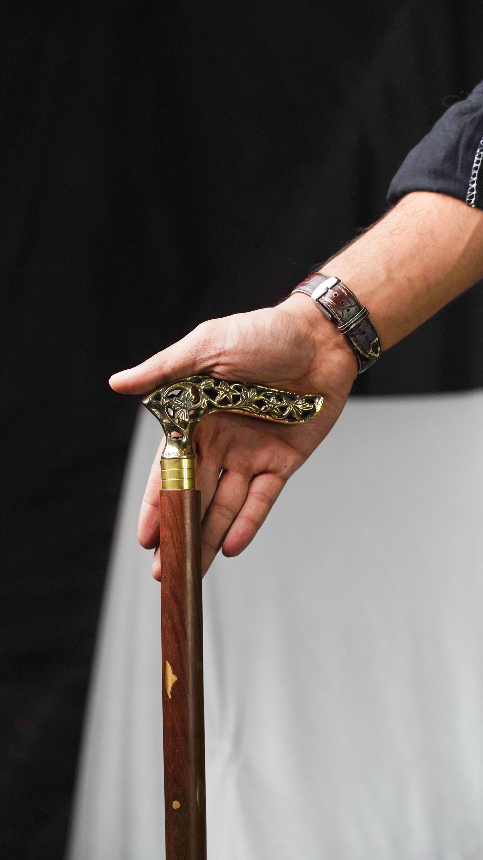 Victorian Brass Wooden Walking Stick Cane, Designer Walking Cane, Three ...