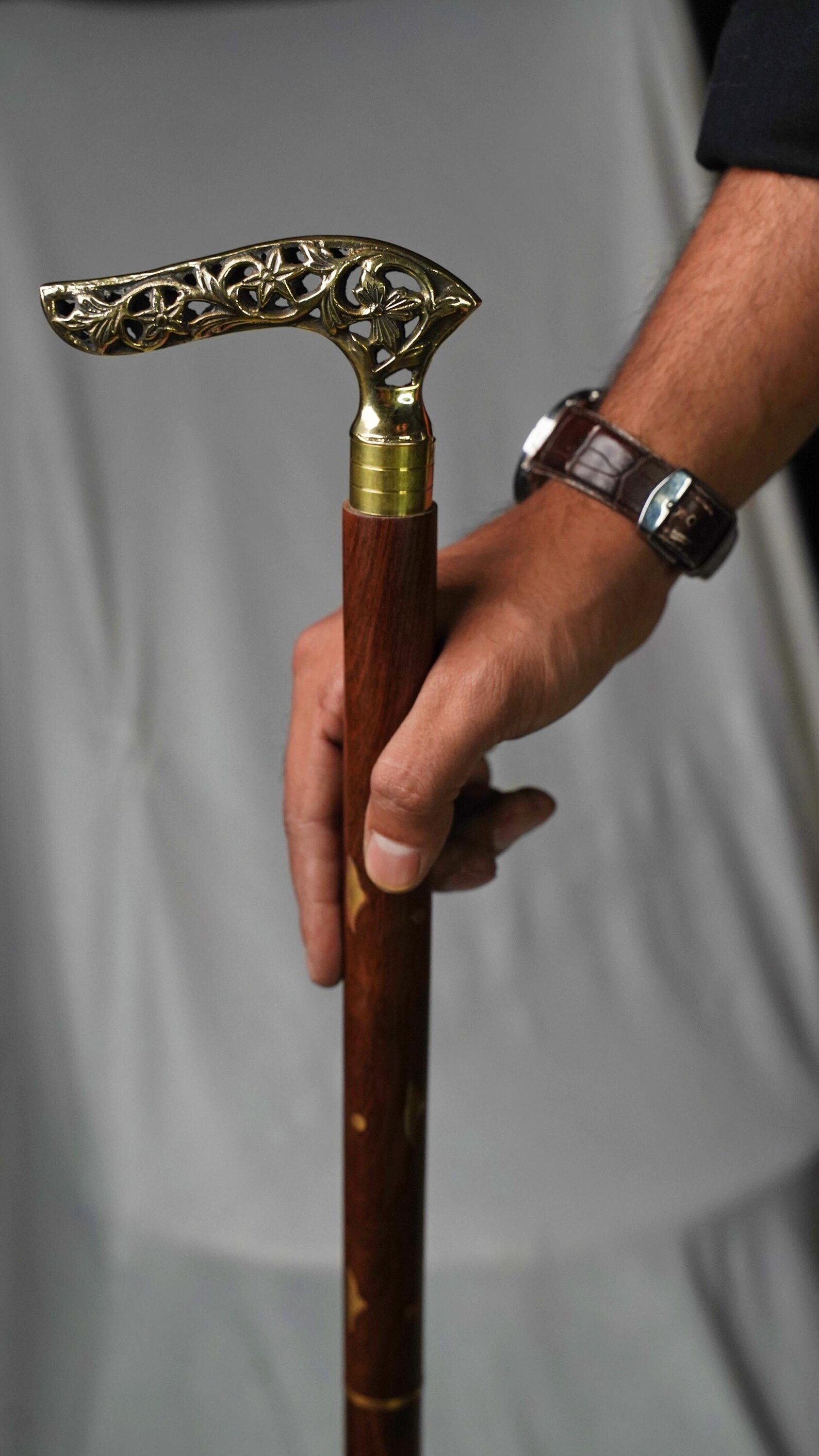Victorian Brass Wooden Walking Stick Cane, Designer Walking Cane, Three ...