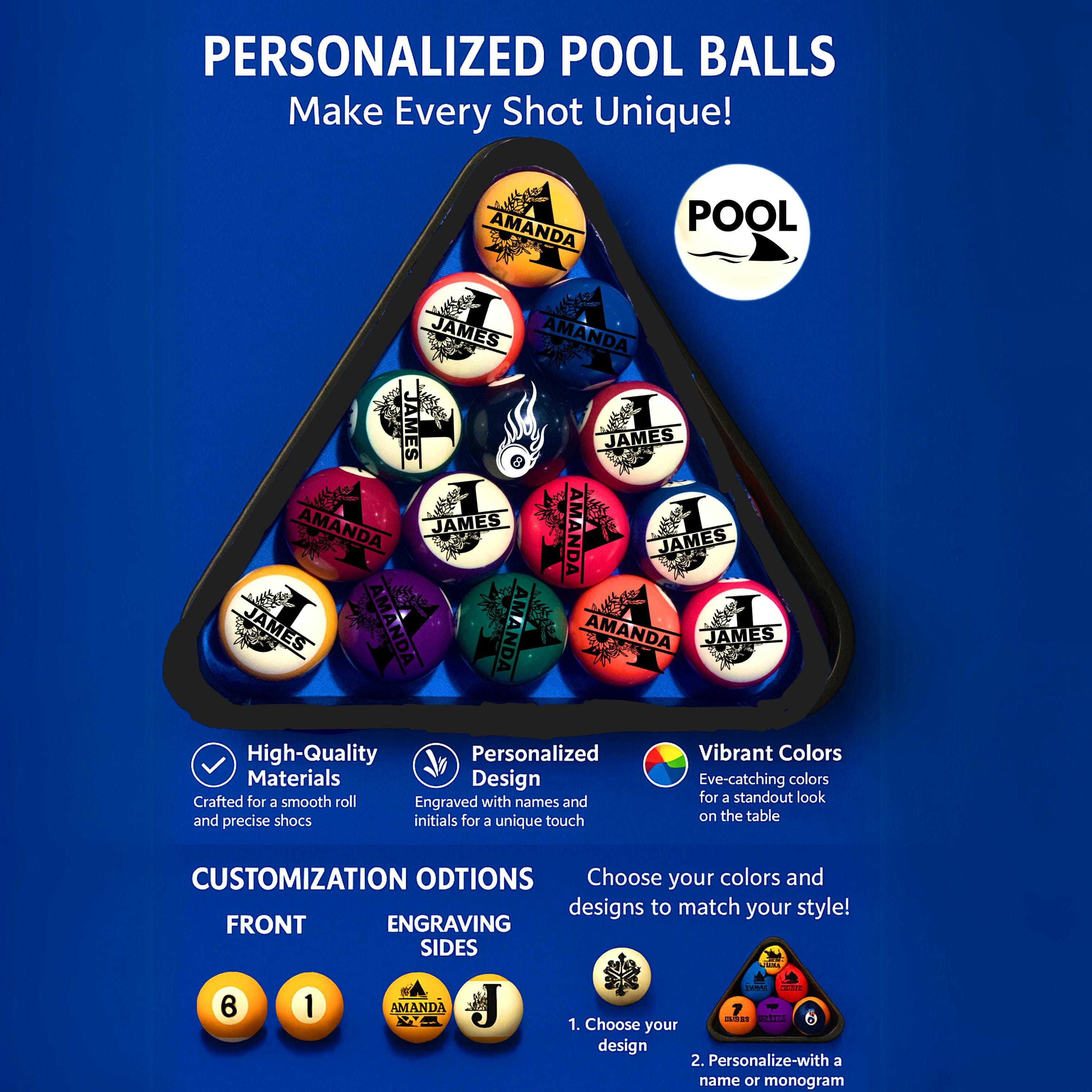 Personalized Pool Ball Set Custom Billiards Gift Engraved Pool Balls ...