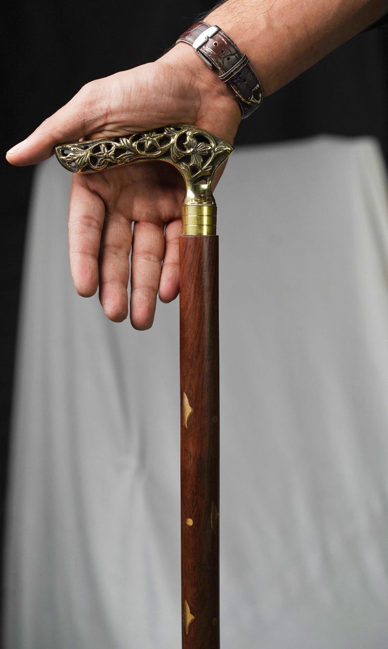 Victorian Brass Wooden Walking Stick Cane, Designer Walking Cane, Three ...