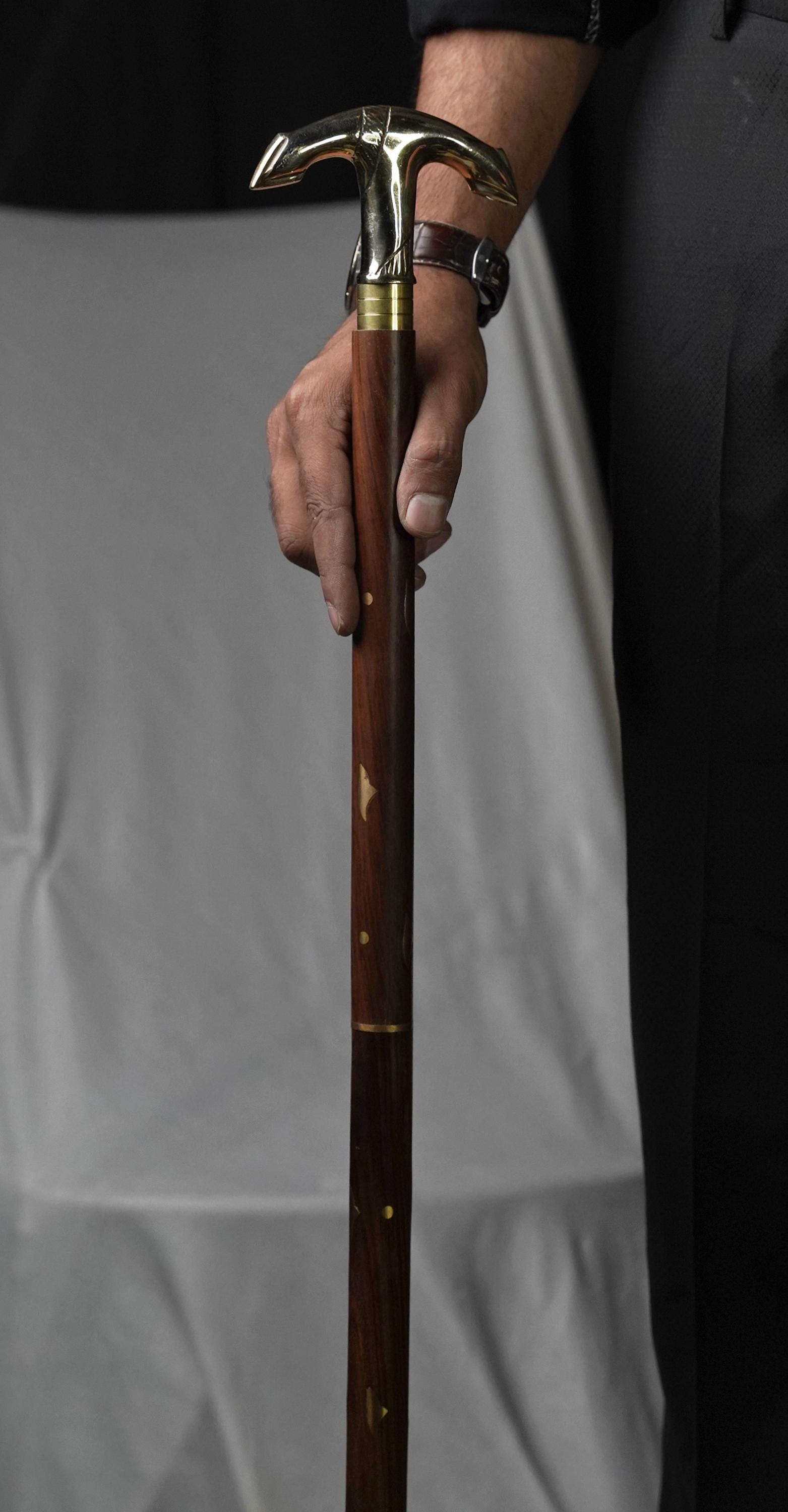 Wooden Walking Cane, Brass Handle Walking Stick, Father's Gift, Mother ...