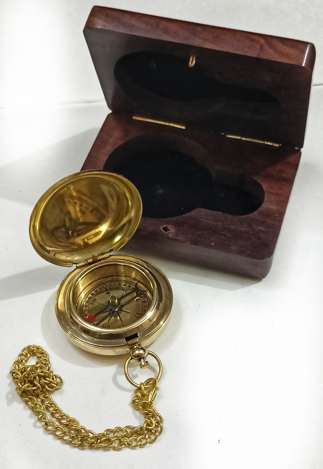 Handmade Nautical Brass Push Button Compass Pocket Compass Gift for for ...