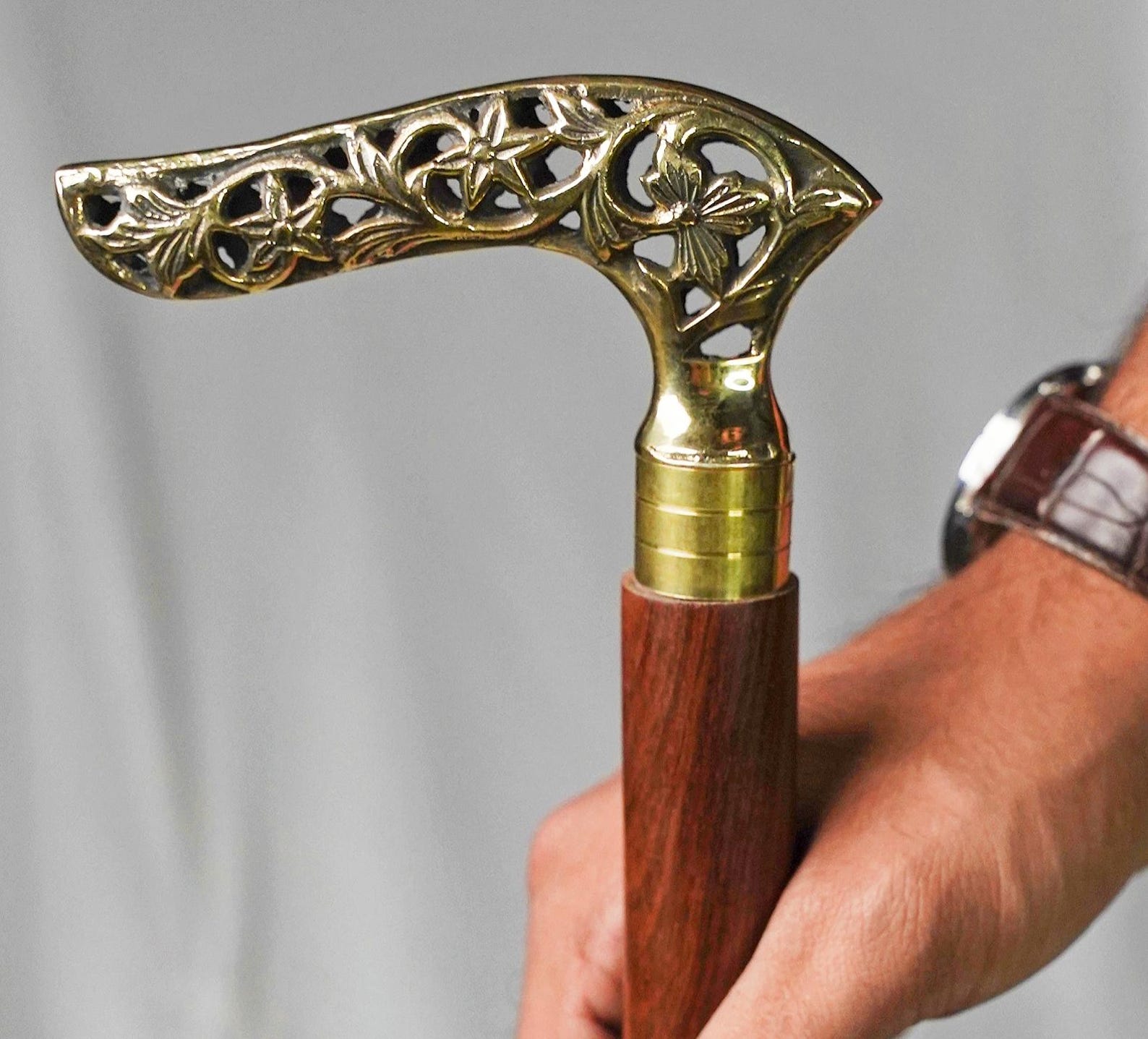 Victorian Brass Wooden Walking Stick Cane, Designer Walking Cane, Three ...