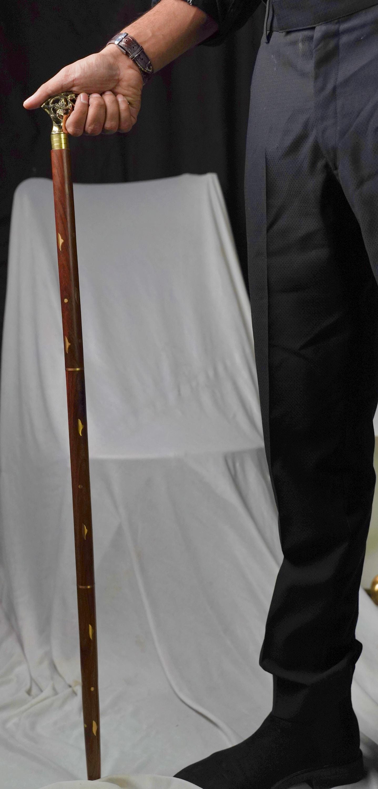 Victorian Brass Wooden Walking Stick Cane, Designer Walking Cane, Three ...