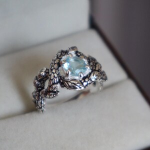 Blue Dragon Ring- Natural Blue Topaz Elvish Celtic Engagement Ring ...