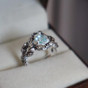Blue Dragon Ring- Natural Blue Topaz Elvish Celtic Engagement Ring ...