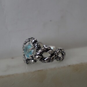 Blue Dragon Ring- Natural Blue Topaz Elvish Celtic Engagement Ring ...