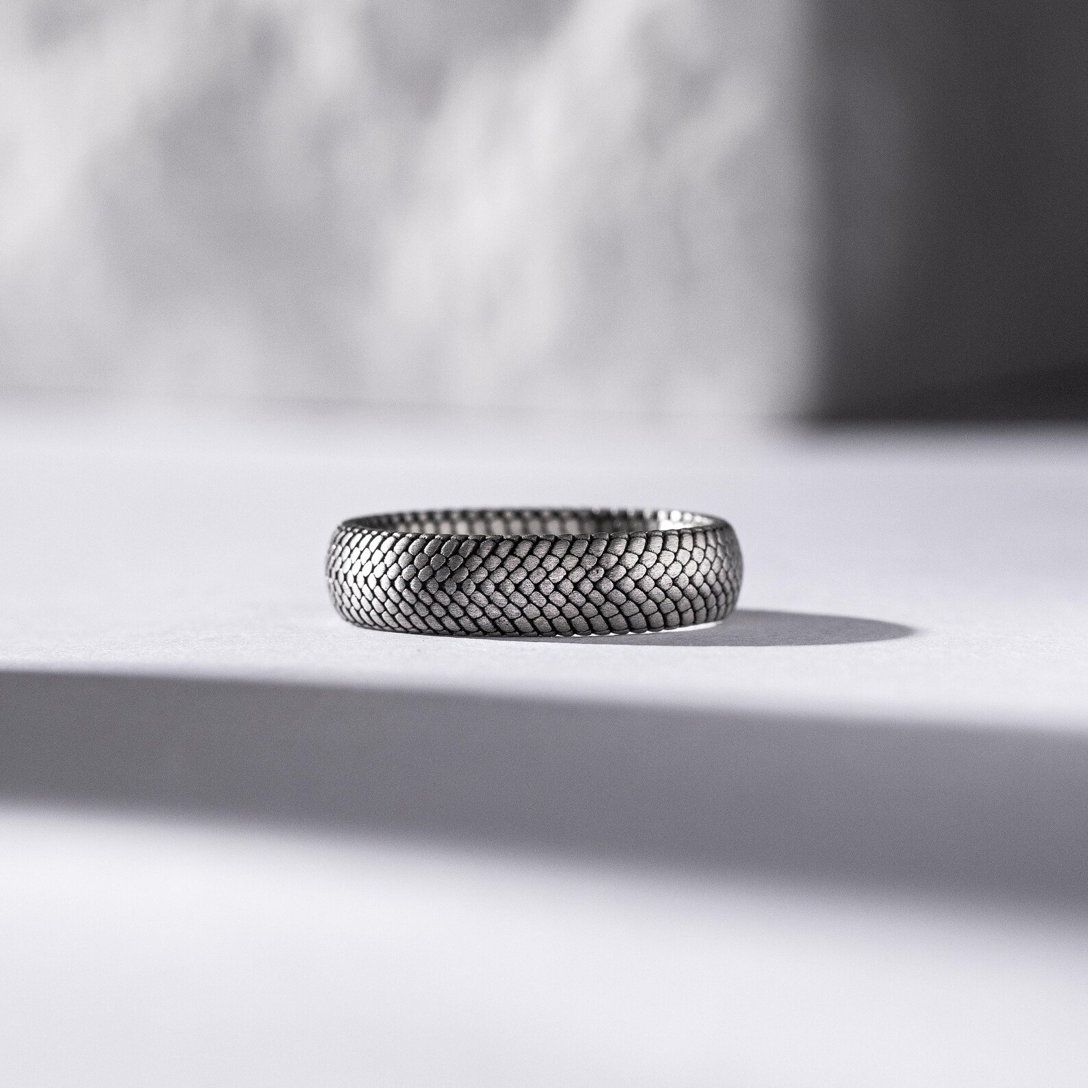 Snake Skin Band Ring for Men in 925 Silver, Unique Jewelry for ...