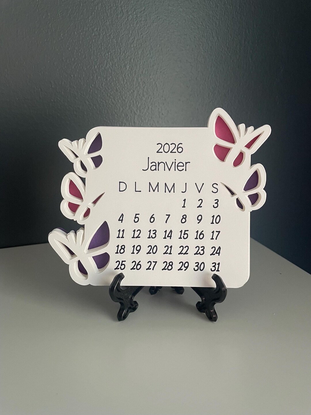 Small French Butterfly Desk Calendar 2026, With Stand, Sticker Sheet ...