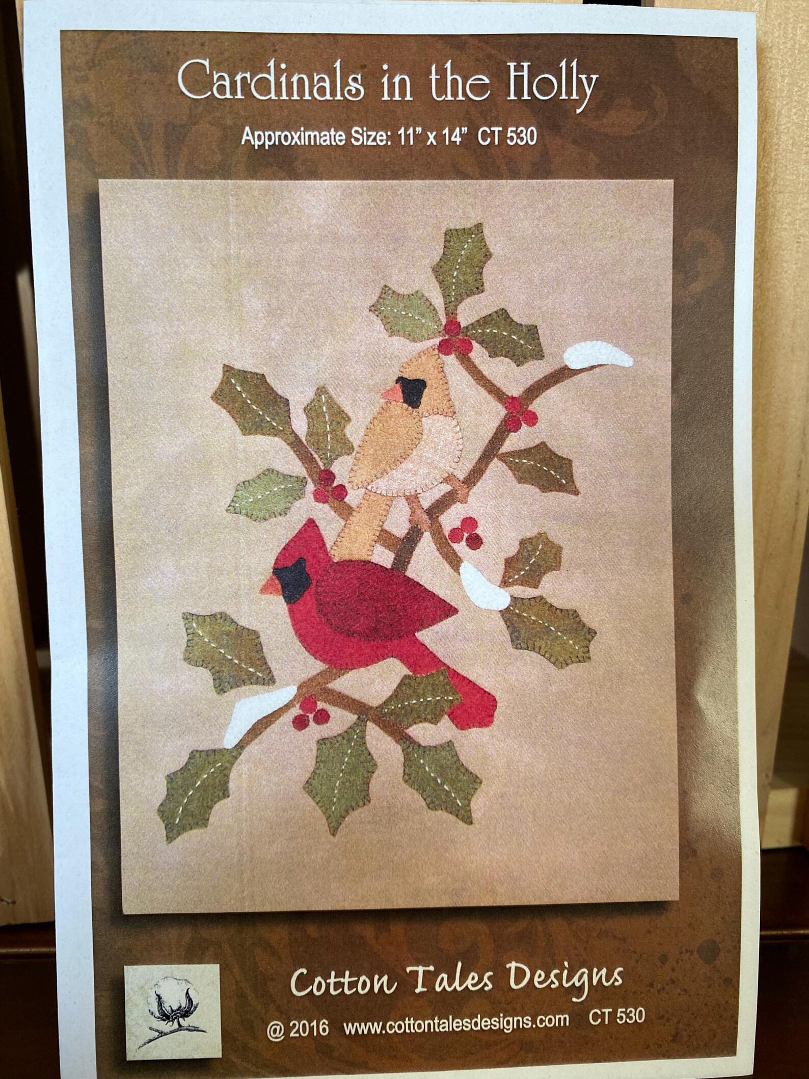 Wool Kit - Cardinals in the Holly by Cotton Tales Designs - Etsy