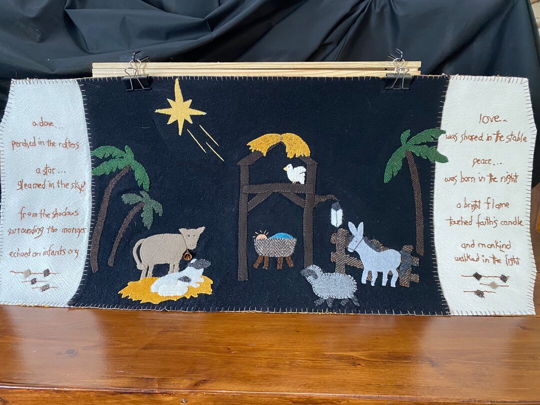 The Sweetest Miracle Wool Applique Kit Designed by Nutmeg Hare Finished ...