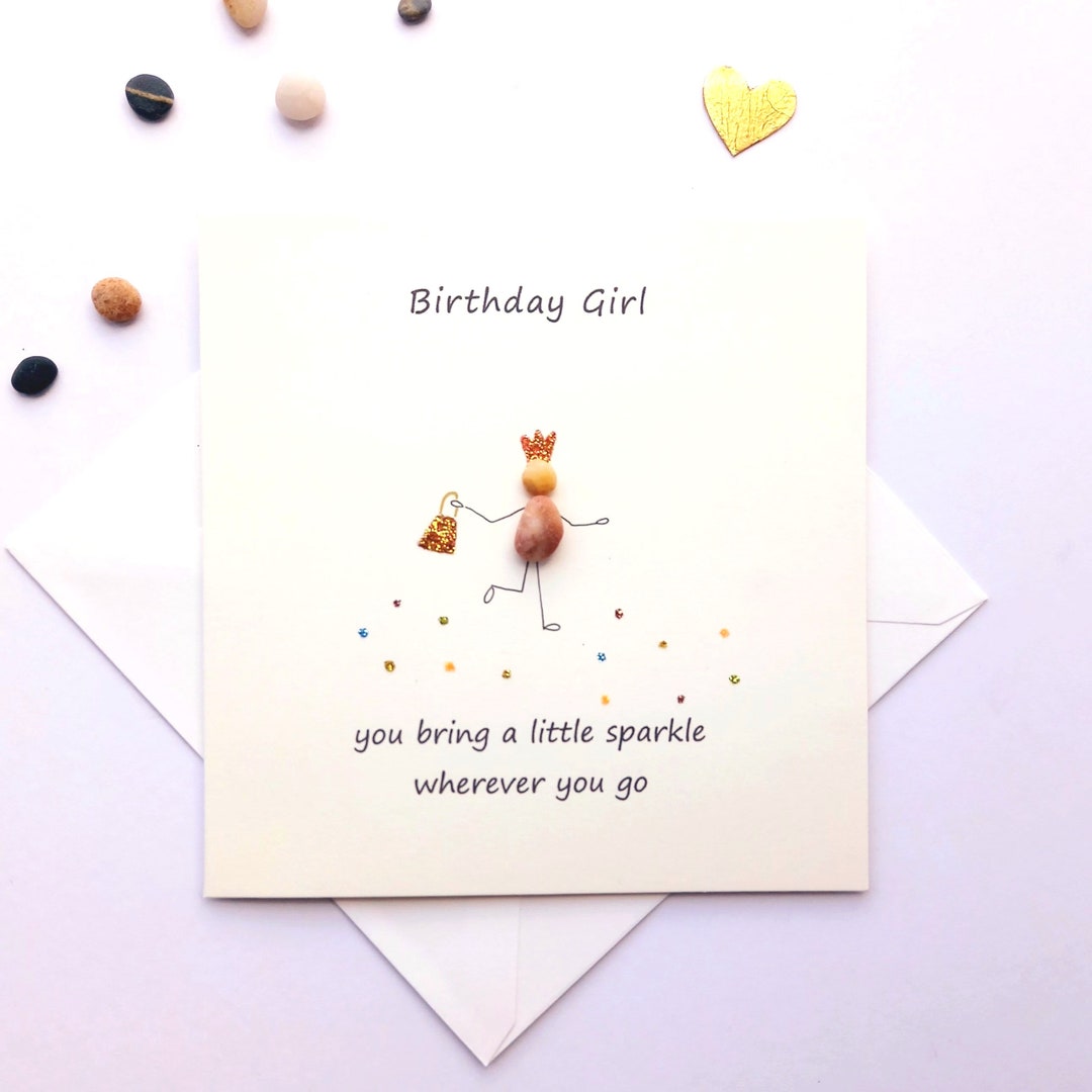 Handmade Pebble Birthday Card With Glitter, Personalised Birthday Card ...