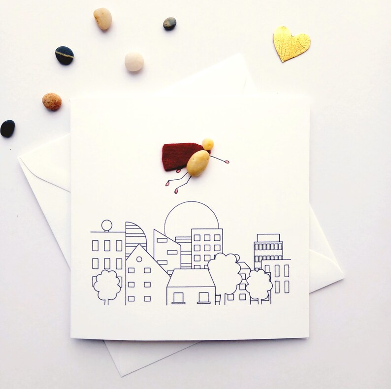 Happy Birthday Supergirl / Superboy, Handmade Birthday Pebble Card for ...