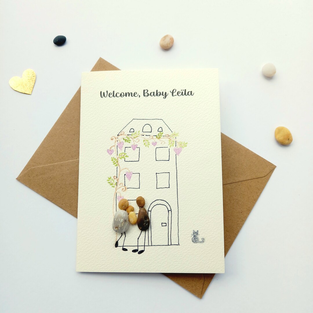 Welcome Baby Handmade Pebble Card New Baby Congratulation - Etsy