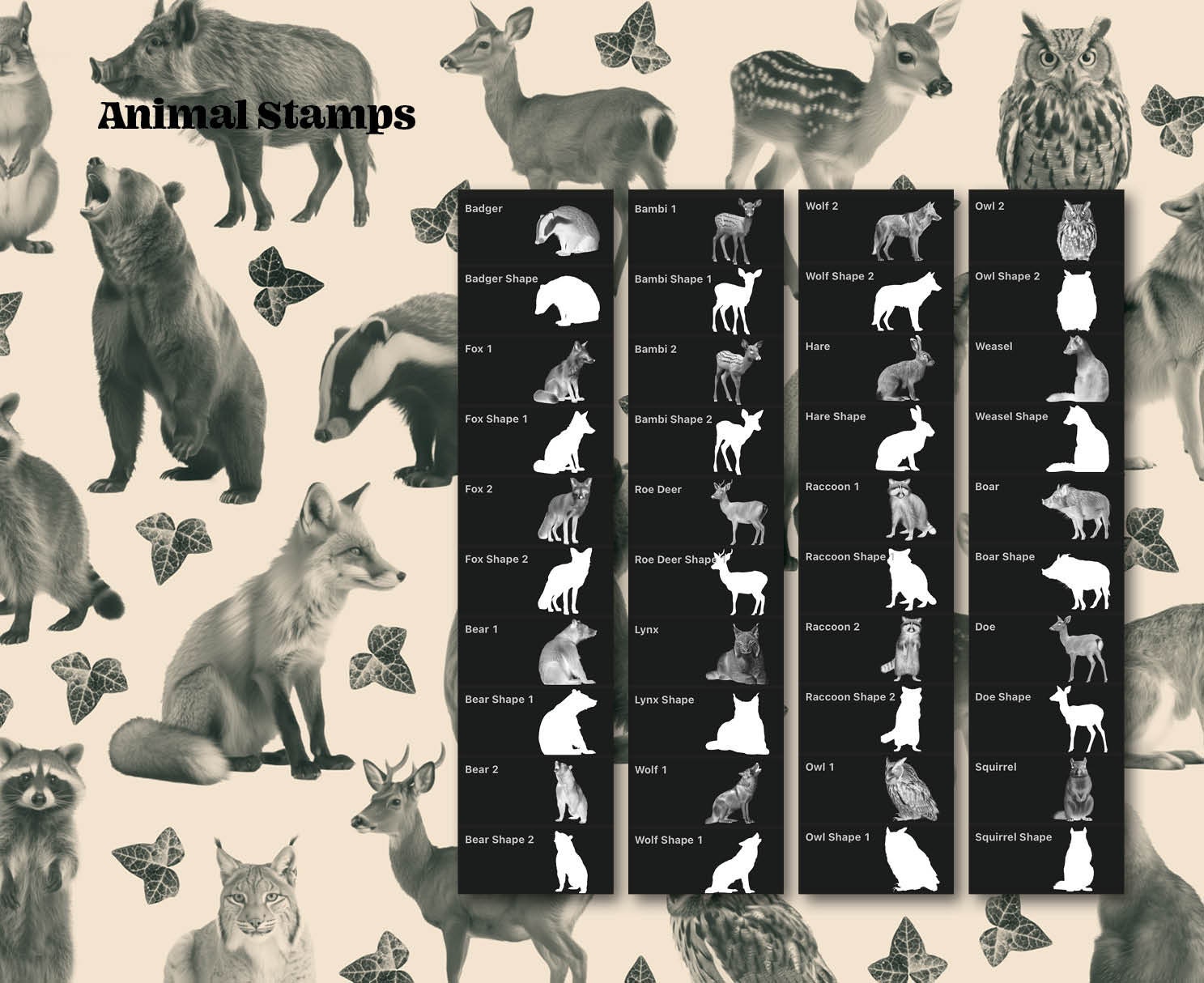 Double Exposure Procreate Set Animals, Plants, Landscapes & Atmosphere ...