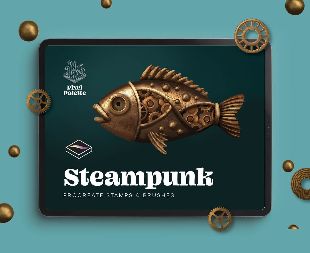 Steampunk Wonders Procreate Brush Set Steampunk Stamps, Metal Textures ...