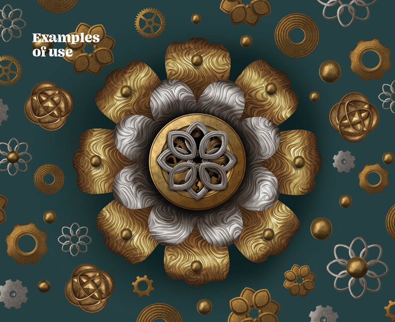 Steampunk Wonders Procreate Brush Set Steampunk Stamps, Metal Textures ...