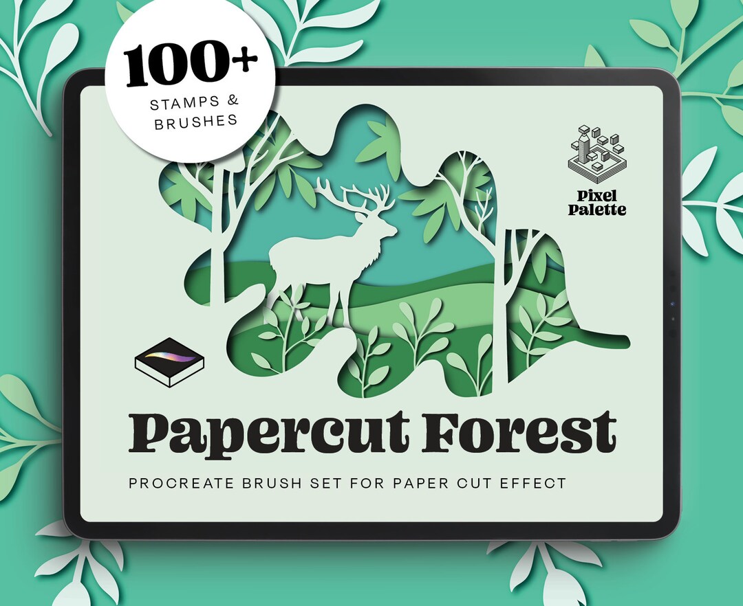 100 Papercut Forest Procreate Brushes and Stamps Forest - Etsy