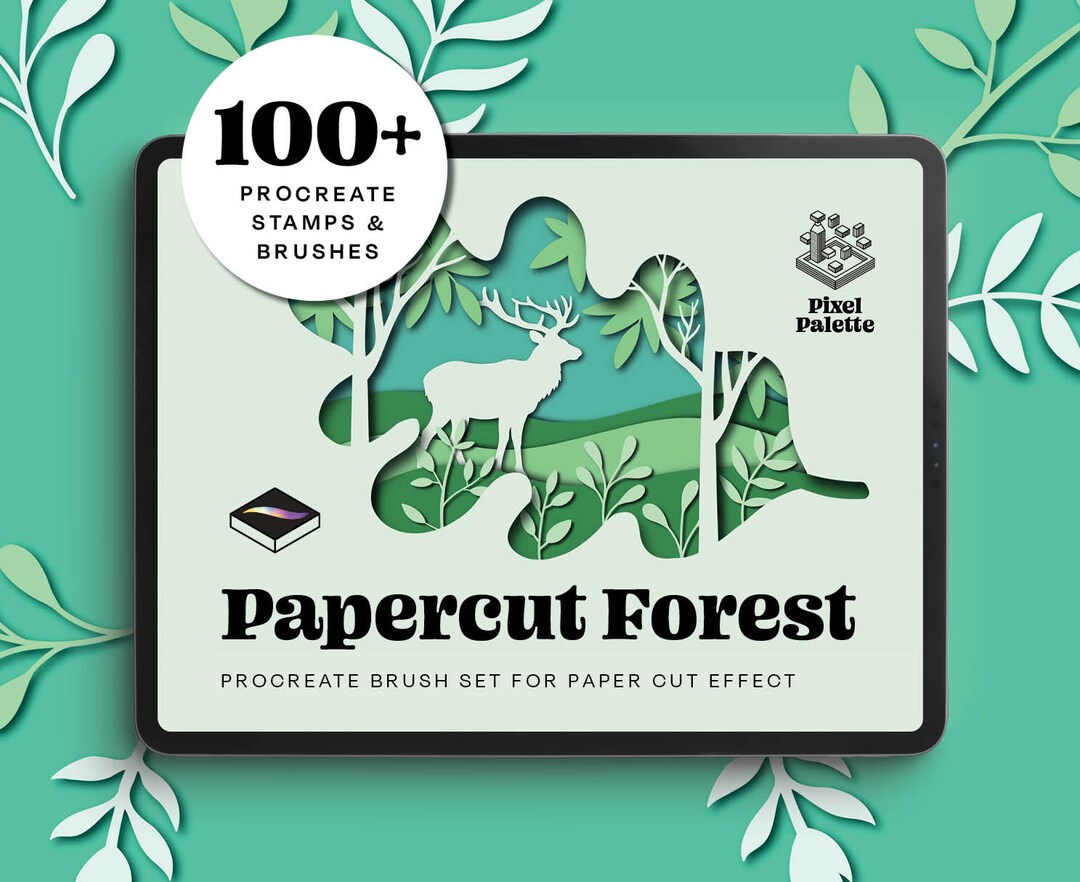100 Papercut Forest Procreate Brushes and Stamps Forest Animals, Plants ...
