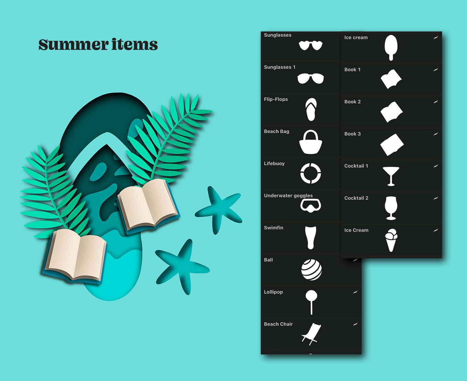 130 Summer Papercut Procreate Brush Stamps for Paper Cut Artistry ...