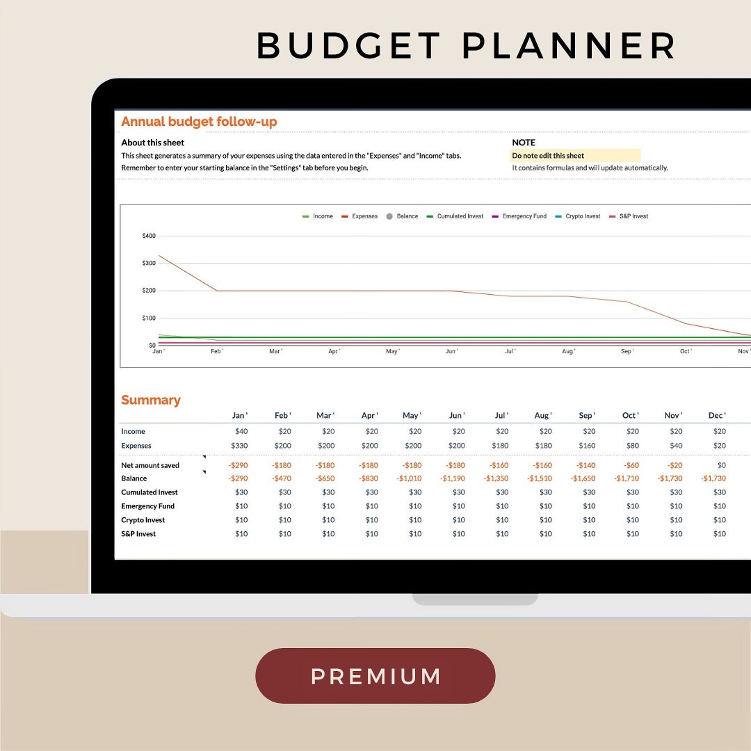 Premium Monthly Budget Planner Spreadsheet on Google Sheet - Etsy