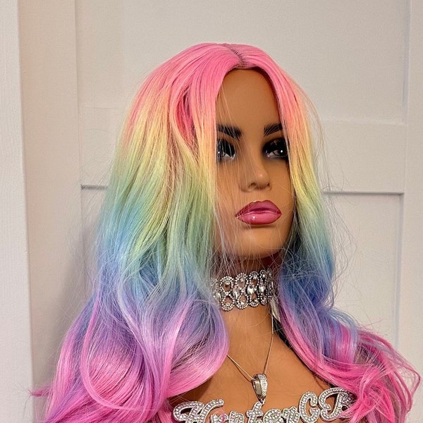Rainbow Wig - Etsy