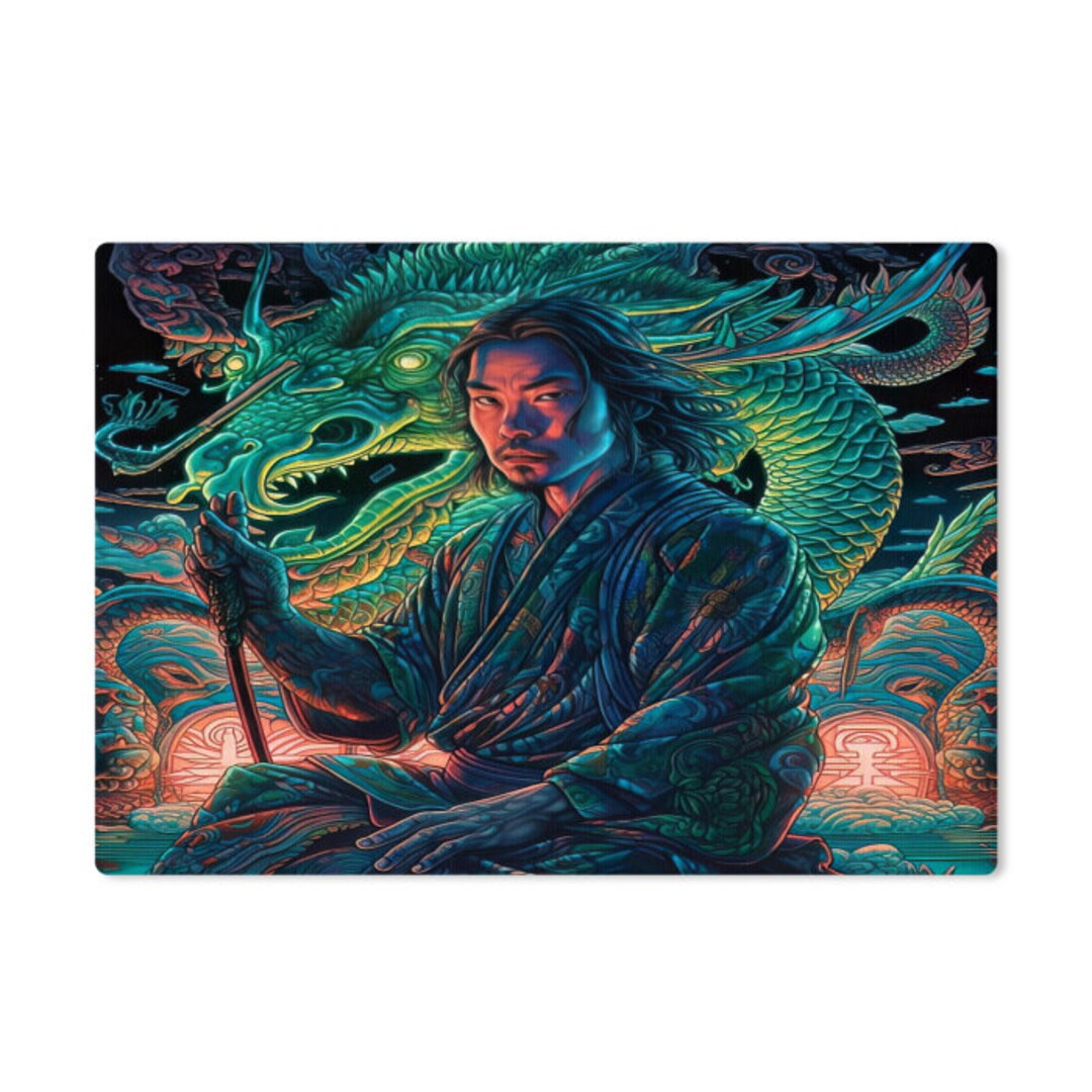 Emerald Encounter: Samurai and the Psychedelic Dragon - Etsy