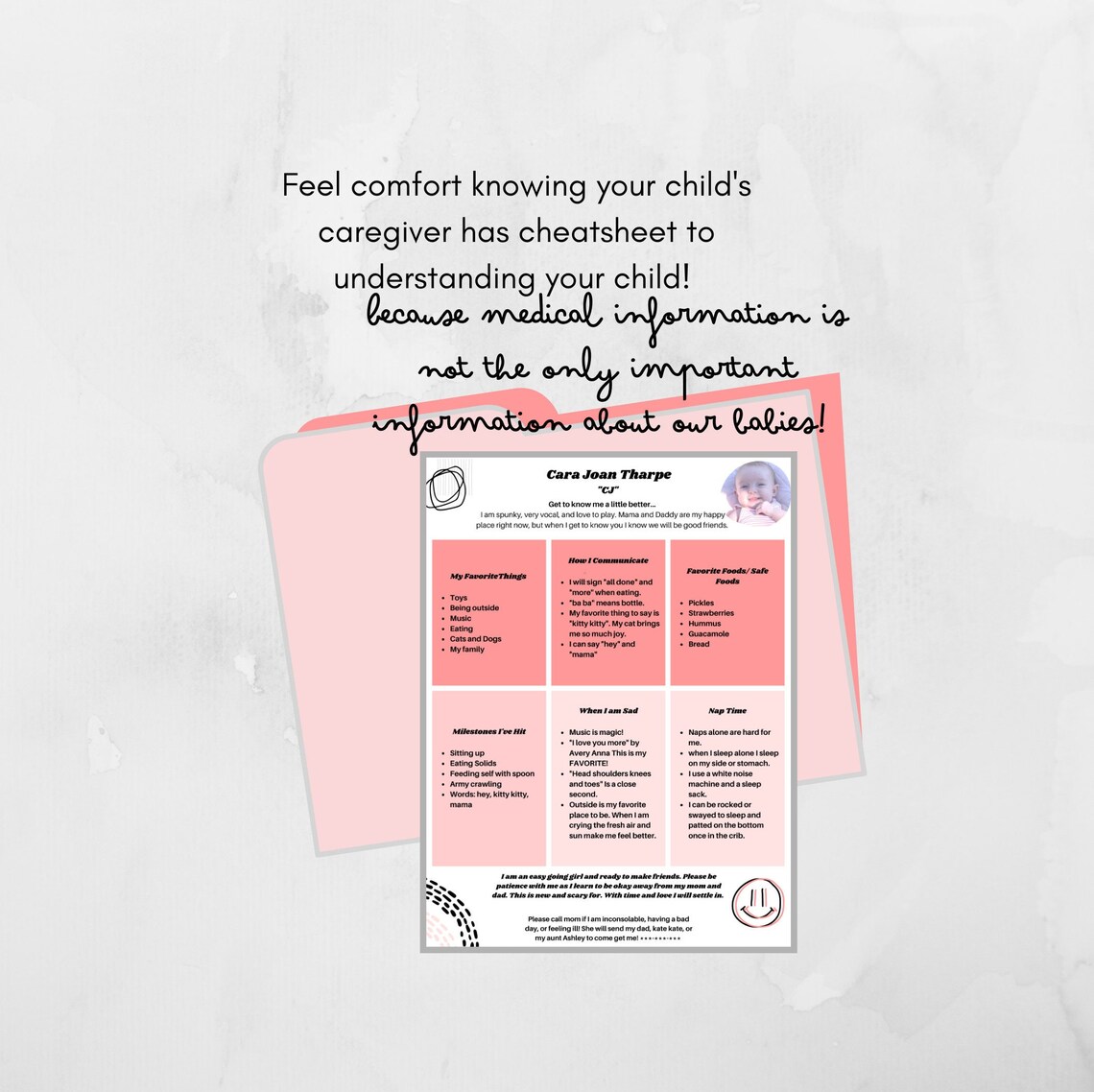 Daycare Profile, Child Profile, Get to Know Me Daycare Child Profile - Etsy