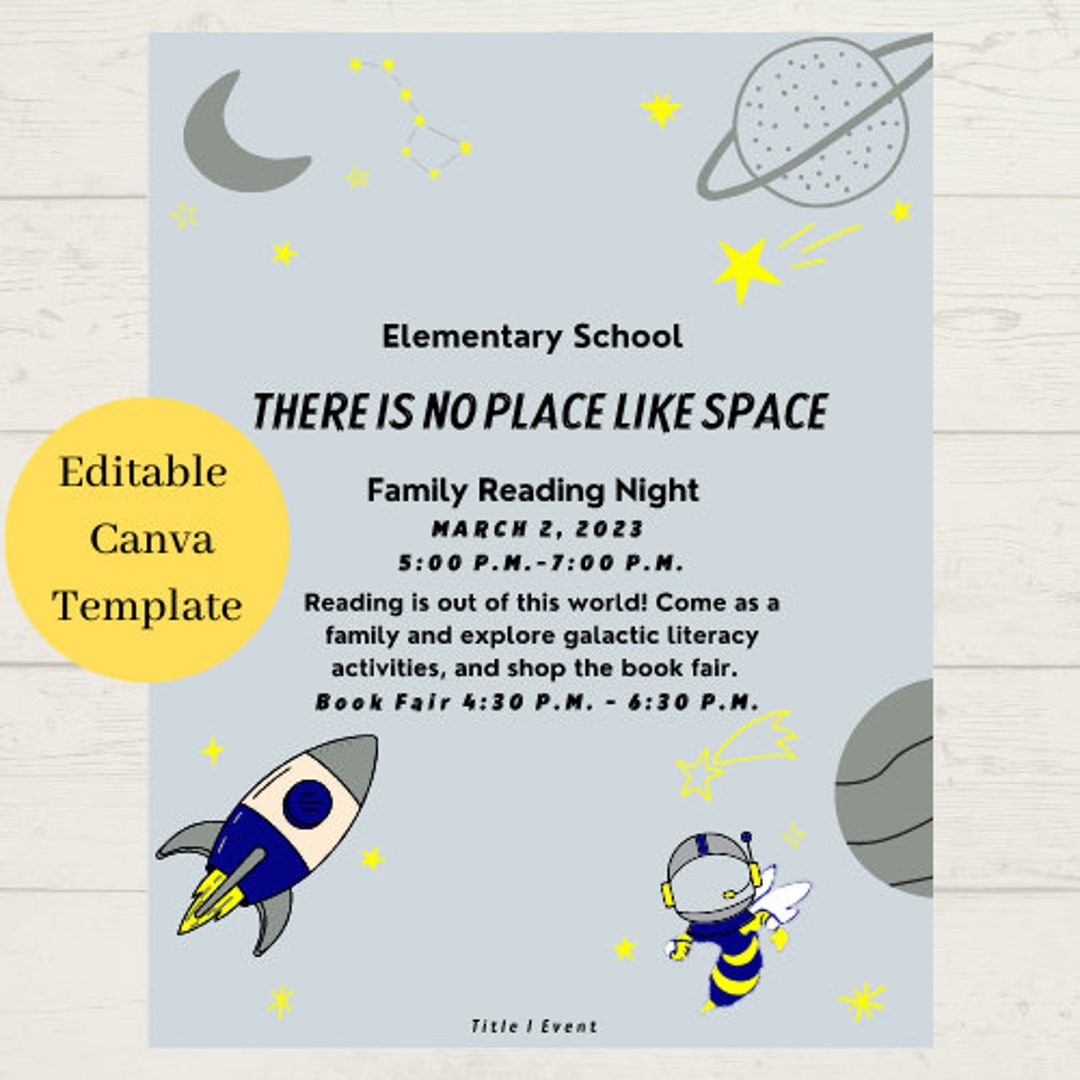 Editable Family Literacy Night Flyer, PTO PTA Reading Book Sale School ...