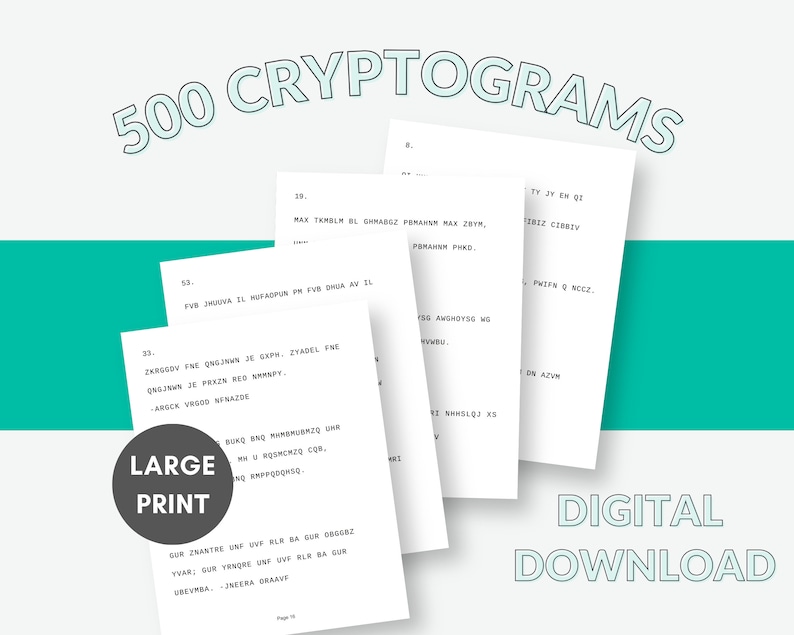 500 Printable Cryptogram Puzzle With Answers | Cryptoquote Printable ...