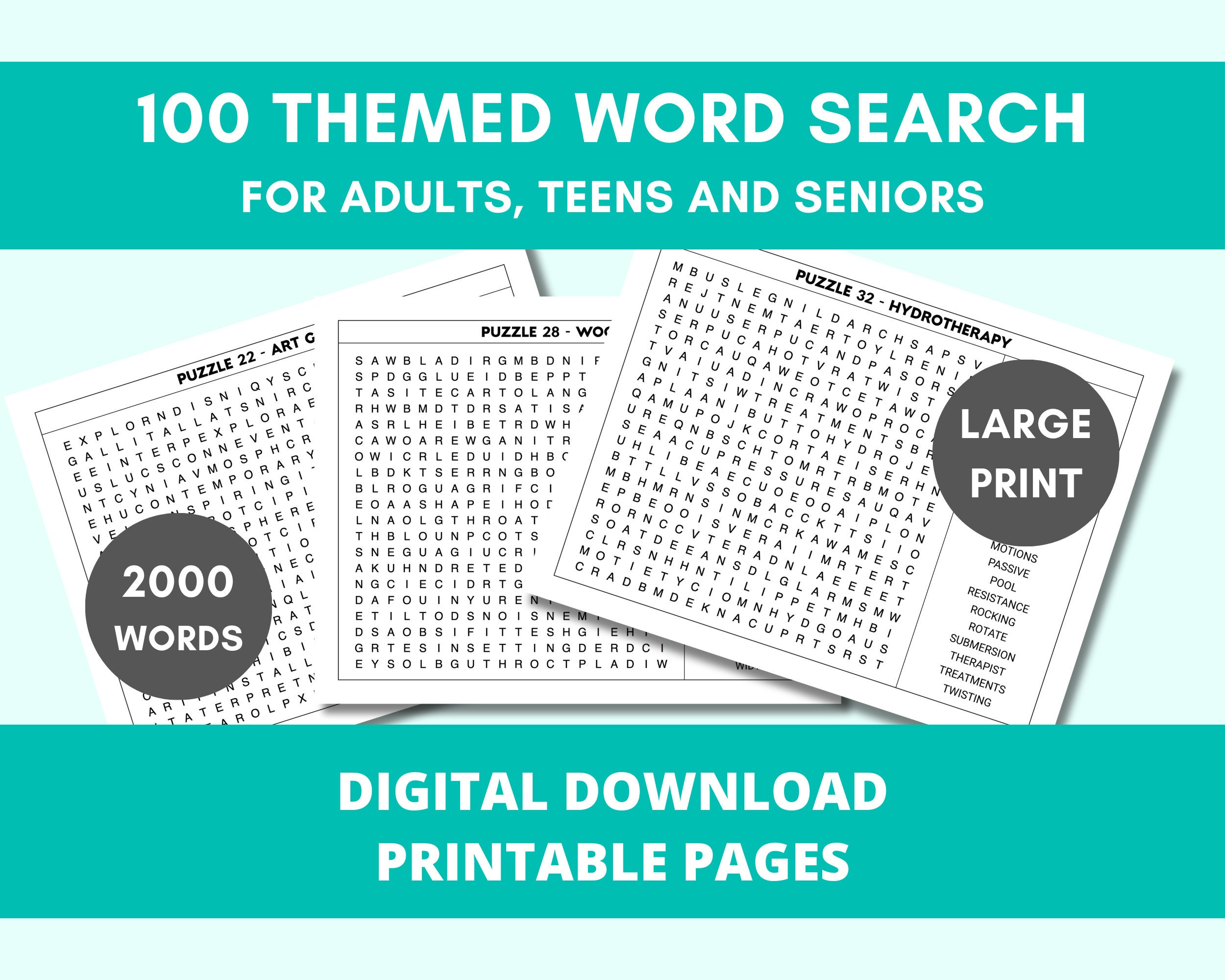 Hard Word Search Printable Adults and Seniors Large Print Word Search ...