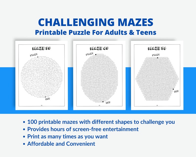 Hard Printable Mazes for Adults and Teens | 100 Difficult Mazes ...