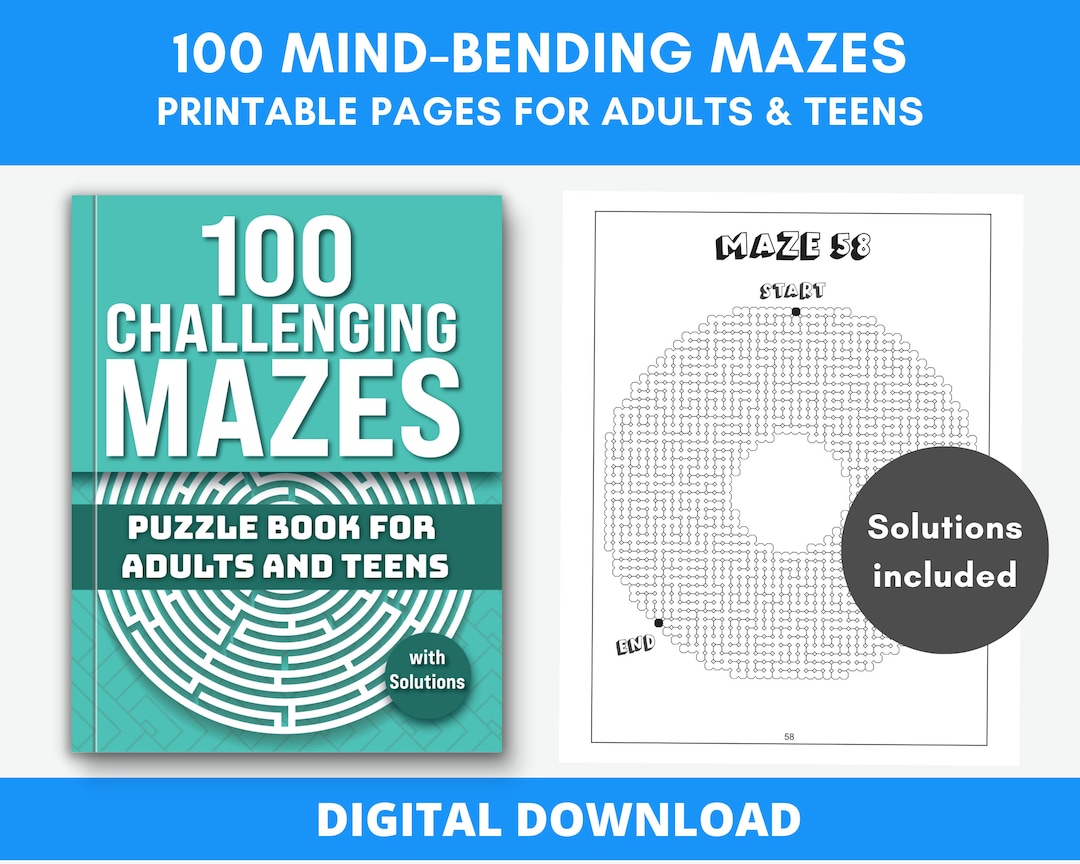 Hard Printable Mazes for Adults and Teens | 100 Difficult Mazes ...