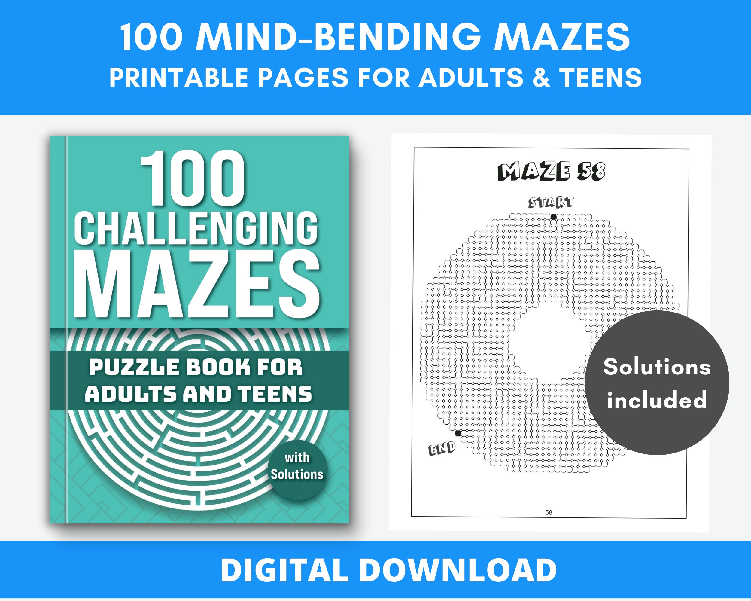 Hard Printable Mazes for Adults and Teens | 100 Difficult Mazes ...