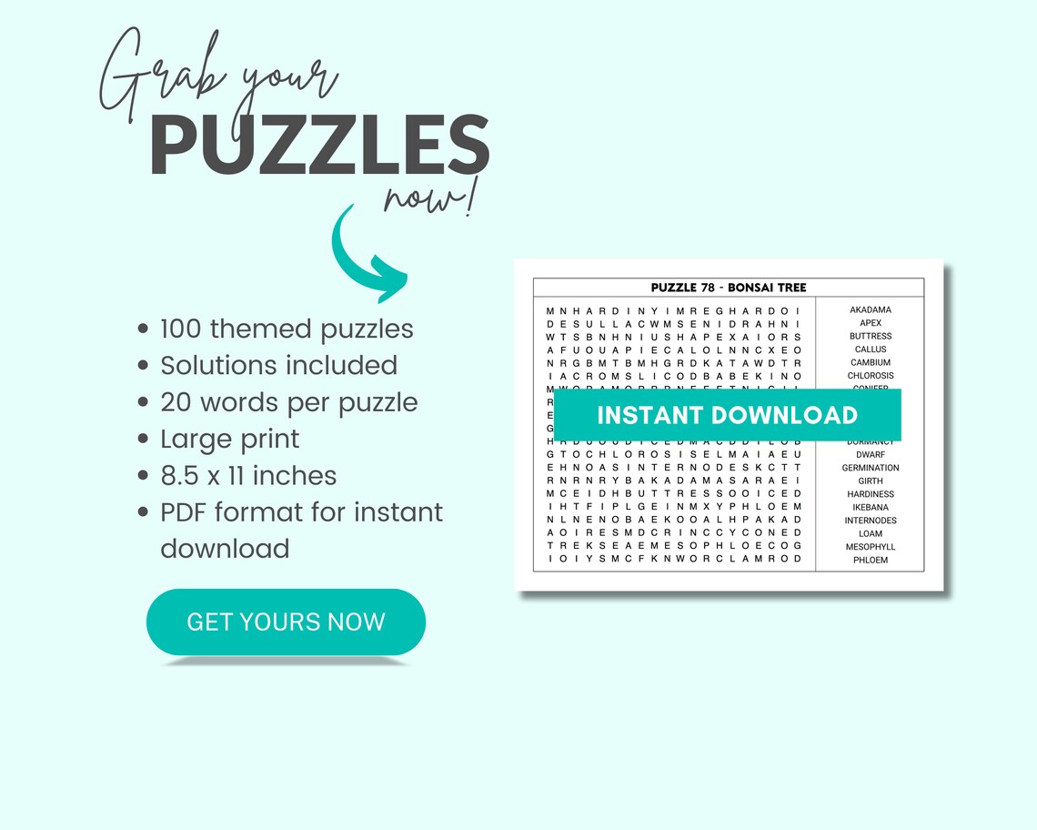 Hard Word Search Printable Adults and Seniors - Large Print Word Search ...