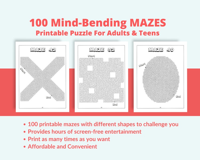 Hard Printable Mazes for Adults and Teens Volume 2 | 100 Difficult ...