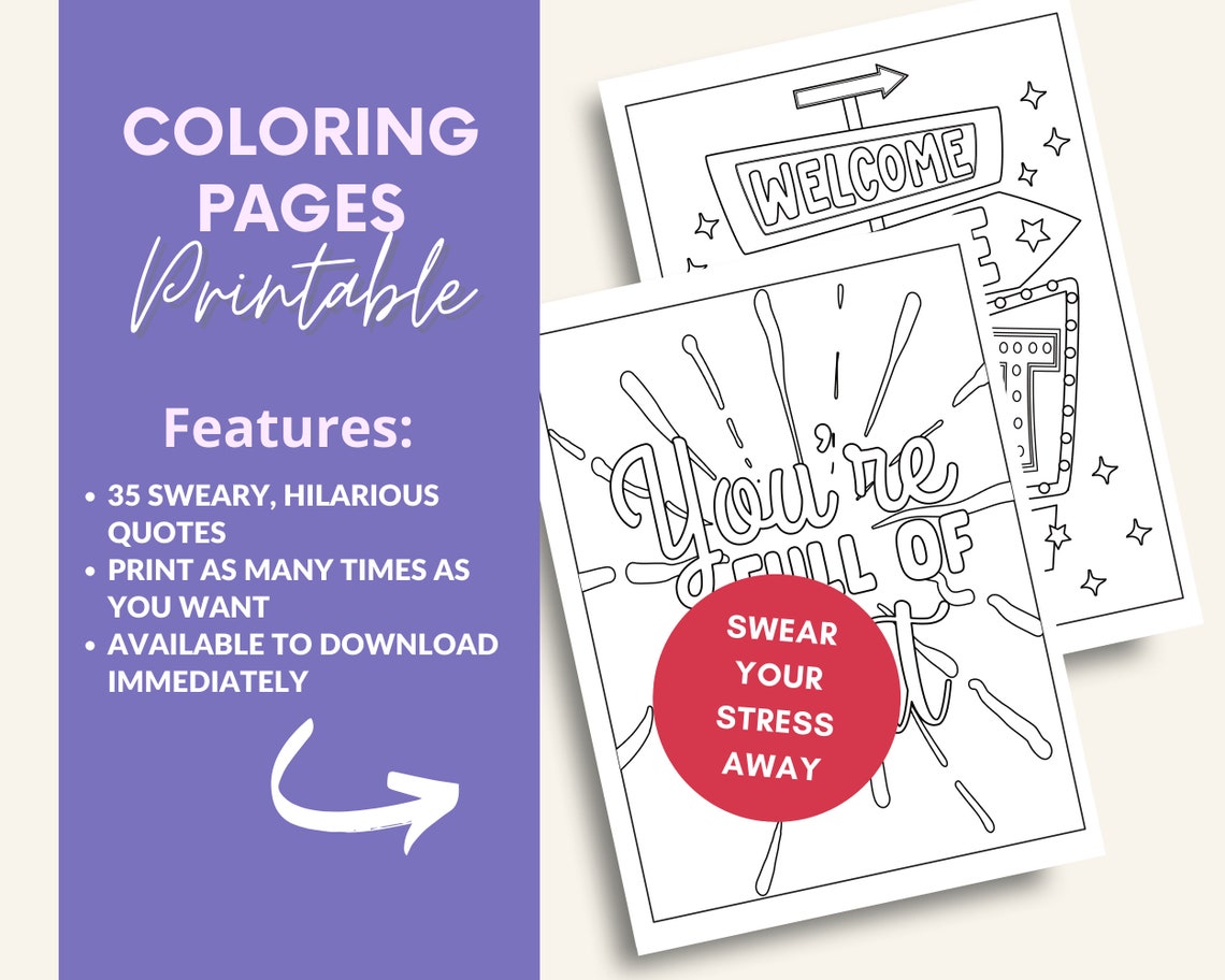 Swearing is My Therapy| Adult Swear Word Coloring Pages Printables ...