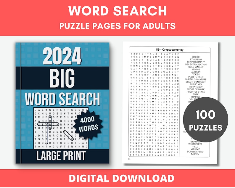 Hard Word Search Printable Adults - Large Print Word Search| 4000 Words ...