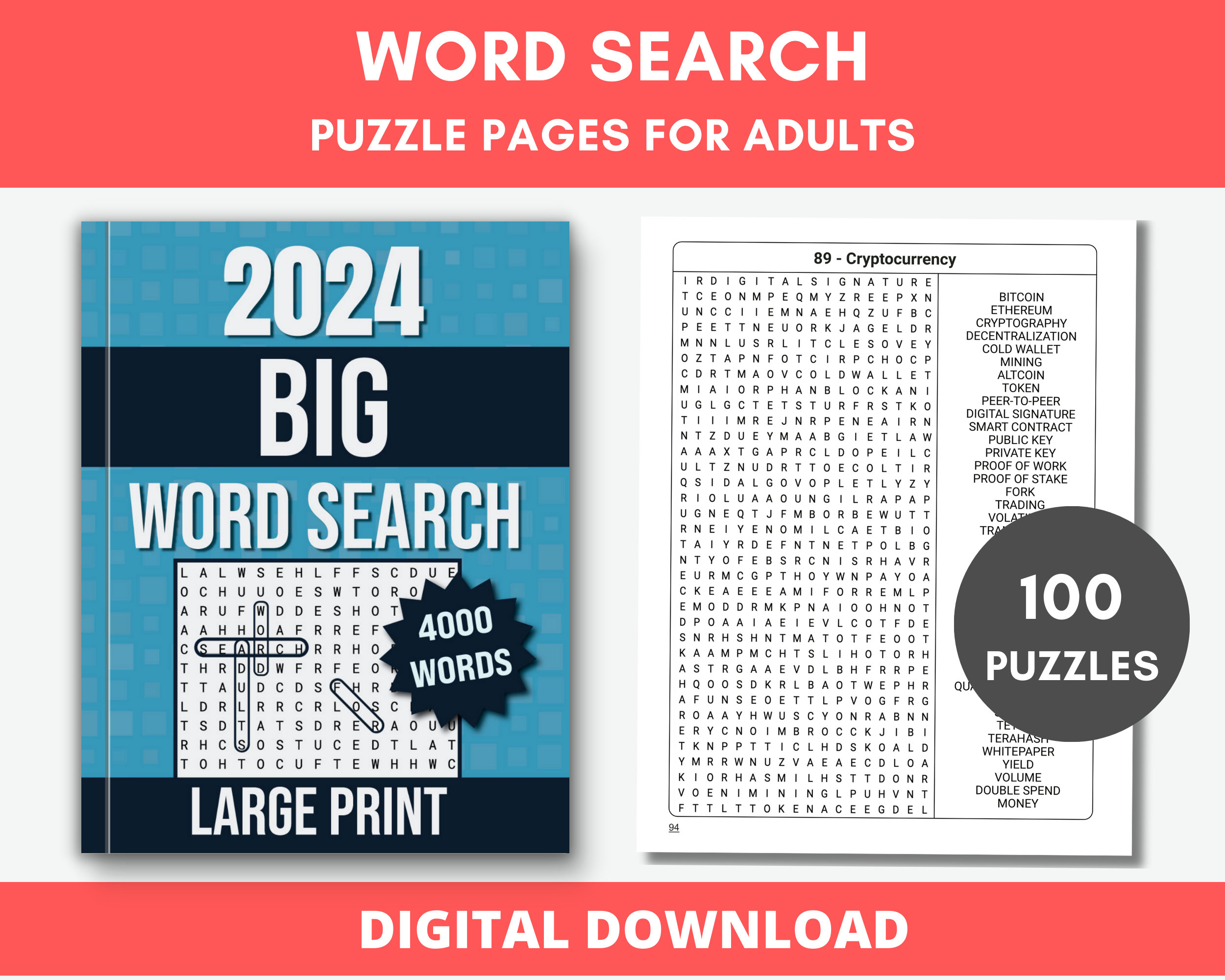 Hard Word Search Printable Adults - Large Print Word Search| 4000 Words ...