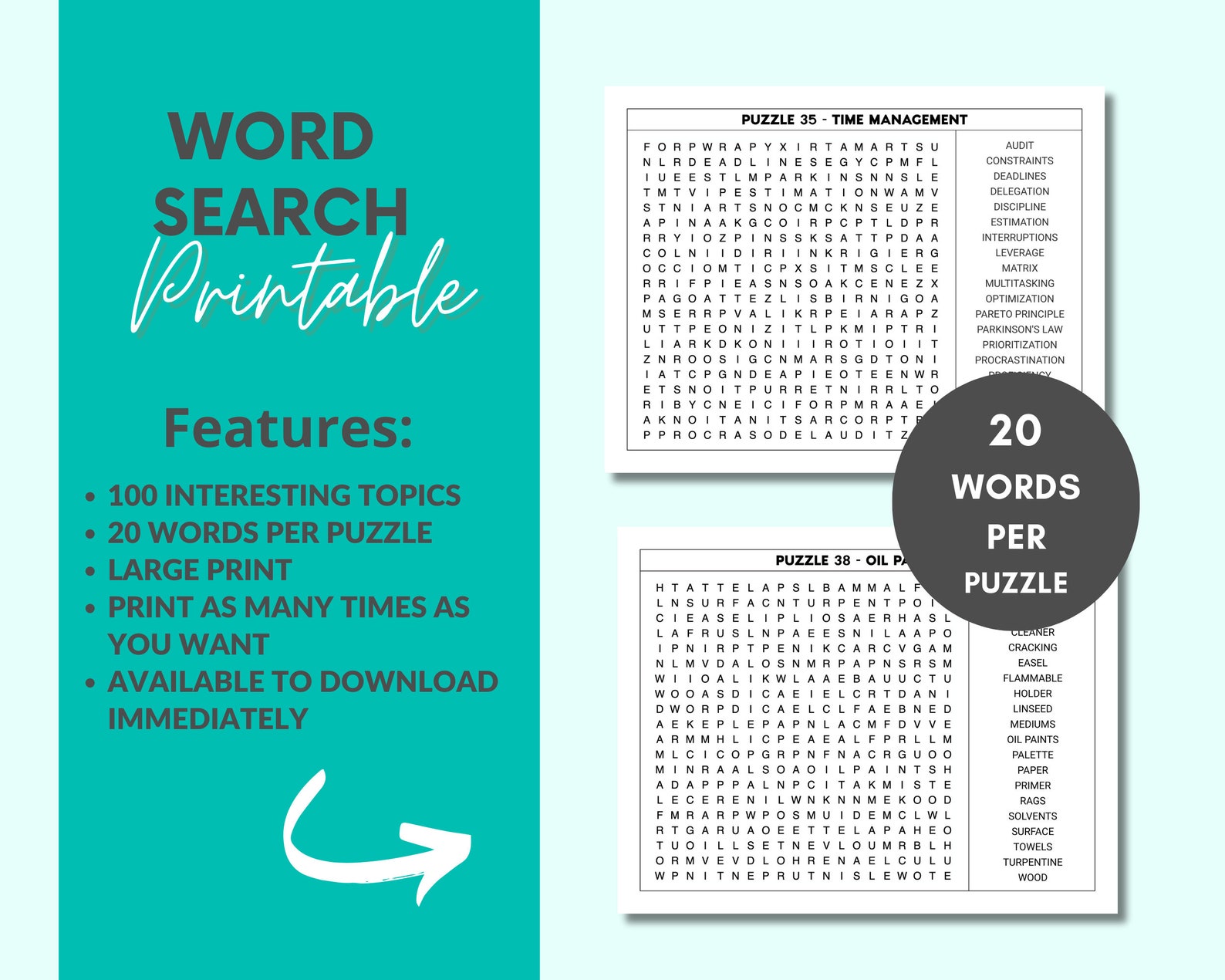 Hard Word Search Printable Adults and Seniors - Large Print Word Search ...