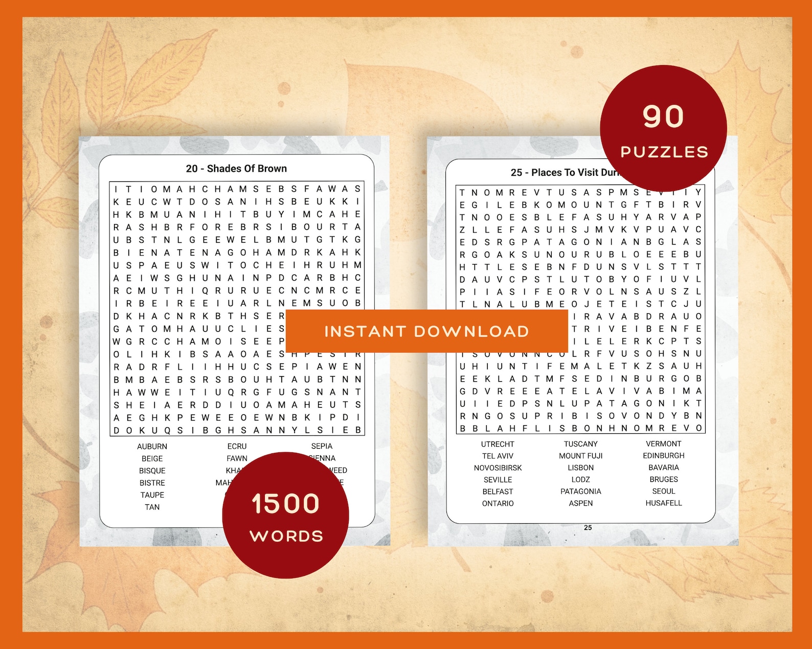 Fall Printable Word Search Hard | Difficult Word Searches Printable ...