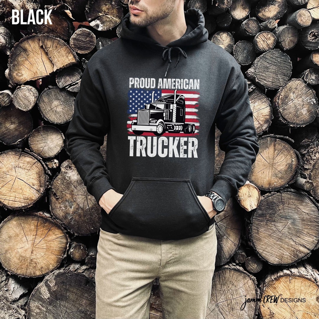 Trucker American Flag Hoodie, Truck Driver Hoodie, Trucker Hoodie ...