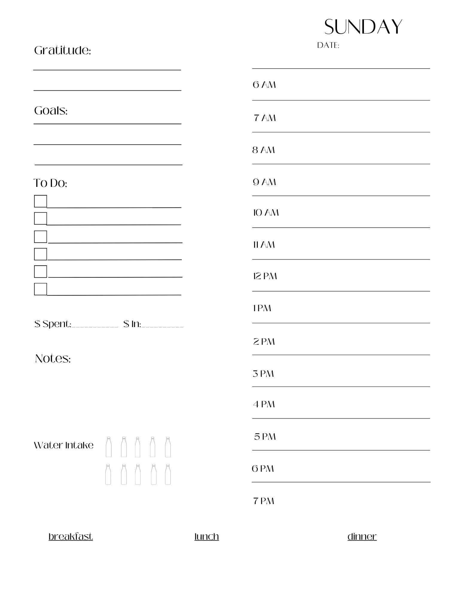 Undated 7 Day Week Planner Printable - Etsy
