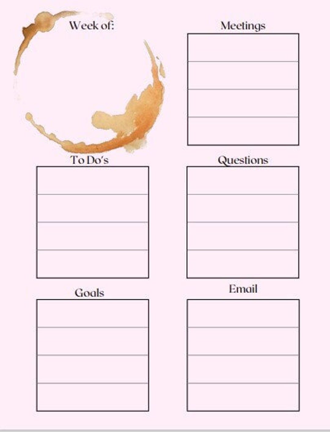 Weekly Work Planner With Goal Tracker, Notes, To-do List - Etsy