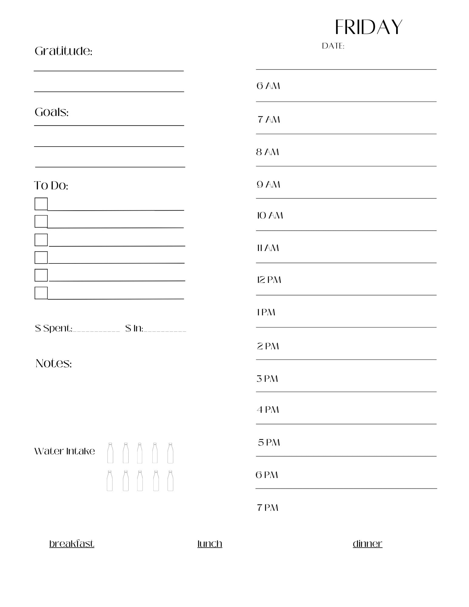 Undated 7 Day Week Planner Printable - Etsy