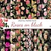 Digital Roses on Black Seamless Paper Pack, 24 Printable Scrapbooking ...