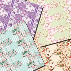 Digital Patchwork Quilt Fabric Seamless Paper Pack, 16 Printable ...